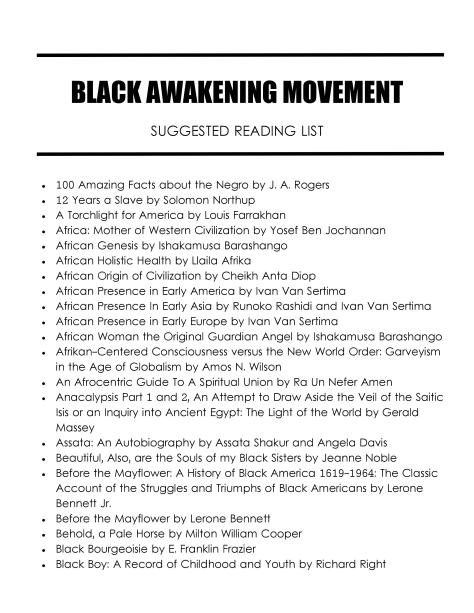 INFORMATIONAL HANDOUTS | BLACK AWAKENING MOVEMENT